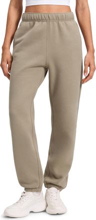 CRZ YOGA Damen Baumwollfleece Joggerin Jogginghose Hohe Taille L&auml;ssig Lounge Chino Winter Warm Hose mit Taschen - 71cm Eiche 44