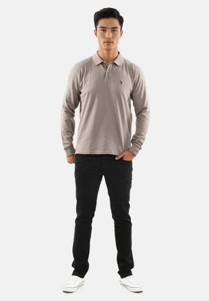 U.S.Polo Association Longsleeve USJayson - Herren Langarm Poloshirt mit Logo-Stickerei Mit Flachstrick-Kragen, Knopfleiste und elastischer Baumwollmischung