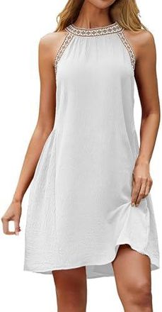 Generic Cache-maillot de bain sans manches pour femme - Couleurs contrast&eacute;es - Robe d&eacute;t&eacute; boh&egrave;me pour vacances de plage - Essentiels de vacances pour femme, bl