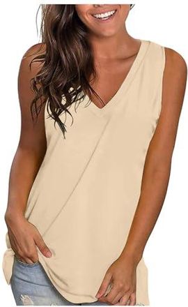 Generic D&eacute;bardeurs habill&eacute;s basiques 2025 &agrave; col en V pour femme, coupe ample, caraco sans manches, chemises tendance, d&eacute;contract&eacute;, fluide, sorties, joli d&eacute;bar