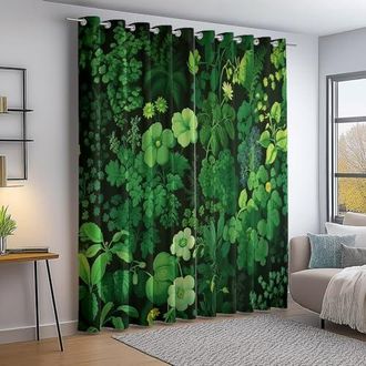 Generic Rideau Occultant L 117 x H 230 cm (2 Panneaux) - Thermique Motif V&eacute;g&eacute;tation Luxuriante Et &Eacute;l&eacute;ments Floraux &agrave; Oeillets Rideaux Chambre Salon Fenetre po