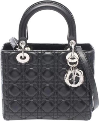 Dior Pre-owned Sac &agrave; main Lady Dior en cuir 2 fa&ccedil;ons - Femme - Pre-owned - Noir - Taille: ONE Size
