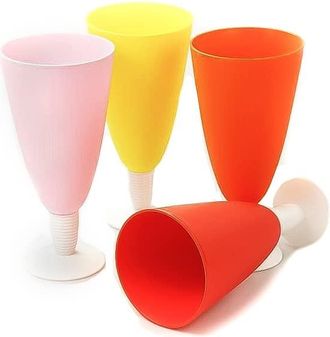 Tupperware Junge Welle 500 ml Eisbecher rosa + gelb + orange + rot Dessertbecher FBA 36580