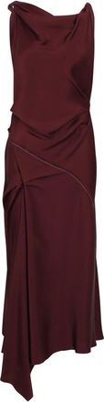 Victoria Beckham Femme, Robes, Brun, Taille: 40 FR Robe Midi en Cr&ecirc;pe avec D&eacute;tails de Surpiq&ucirc;res