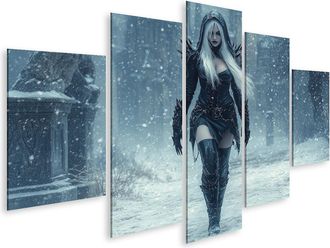 Islandburner Prime Bild auf Leinwand Mystische Kriegerin im verschneiten Wald Bilder Wandbilder Poster