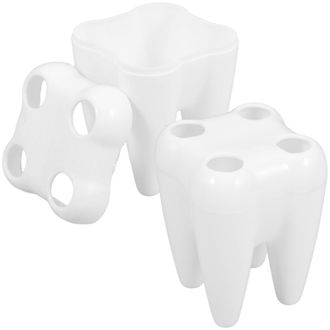 FOMIYES 2 St&uuml;ck Pack Zahnb&uuml;rstenhalter Zahnf&ouml;rmig aus Robustem Kunststoff mit 4 L&ouml;chern Badezimmer Organizer f&uuml;r Erwachsene Wei&szlig;