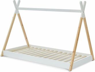 Sweeek Lit Tipi en bois massif. pin naturel blanc - sommier inclus. 90x190cm - Tobias