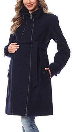 Be Mammy Manteau Veste en Laine Grossesse Maternité BE20-225 (Bleu Marine, EU 34=FR 36)