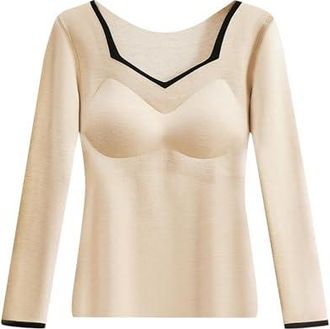 Generic sous Pull Femme Haut Thermique Femme sous Pull Thermique Femme Doux Glamour Top Thermique Col Haut Ajust&eacute; Manches Longues sous Couche Chaude Pr&egrave;s du C