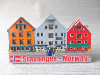 Generic Stavanger Häuser Holz Souvenir Magnet Norwegen Norway Neu