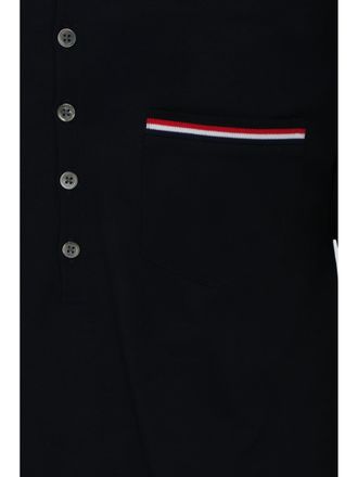 Thom Browne Mens Polo Shirt Short-Sleeve Navy Cotton T-shirts And Polos