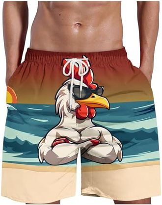 Generic Short de sport pour homme avec motif graphique extensible, taille &eacute;lastique et cordon de serrage avec poches, d&eacute;contract&eacute;, entra&icirc;nement, gym, pantalon