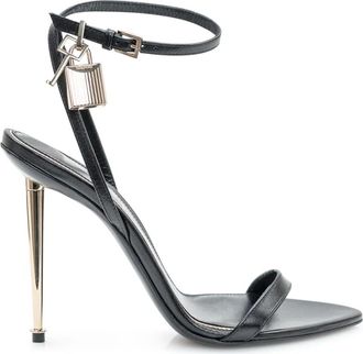 Tom Ford Femme, Chaussures, Noir, Taille: 39 EU Shiny Leather Padlock Pointy Naked Sandal