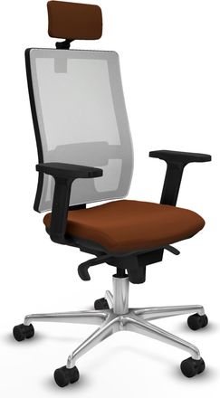 Piqueras y Crespo B&uuml;rostuhl mit 2D-Armlehnen, h&ouml;henverstellbare Lendenwirbelst&uuml;tze und Kopfteil, h&ouml;henverstellbar und neigbar, Wei&szlig;/Braun