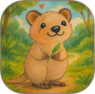 Mr. & Mrs. Panda Tischuntersetzer Quokka Happy Design - Geschenk, Untersetzer für Gläser, Aufschieberitis, Niedliches Tier, Lustige Sprüche, Tasse, Verschieben, Lustig