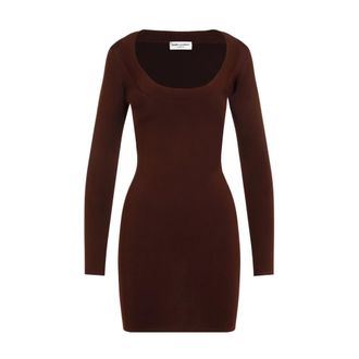 Saint Laurent Chocolat Mini Kleid - - Dresses - Damen - Braun - M