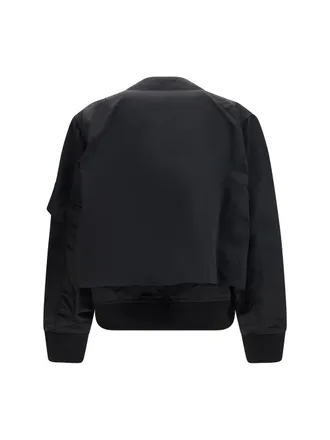 sacai Mens Cotton Chino And Nylon Twill Double Jacket Black