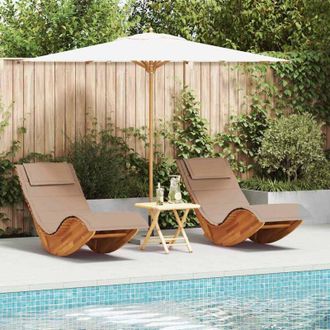 vidaXL Transat 2 pcs Marron 60 x 154 x 74 cm Bois dacacia massif vidaXL
