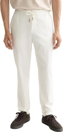 Scotch & Soda Mens CORE-Warren-Cotton/Linen Twill Jogger Casual Pants, Off White, 36 W / 32 L