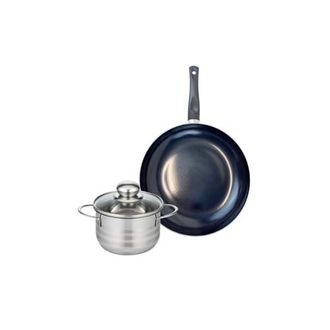 Fackelmann ELO 9715750 Batterie de cuisine 2 pi&egrave;ces, Ensemble de 1 Po&ecirc;le de cuisson 28 cm et 1 faitout 16 cm Elo Prima Brillant, inox, induction