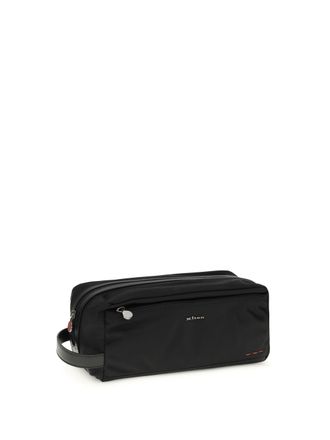 Kiton Mens Beauty Case With Zip Nero Fabric Cases