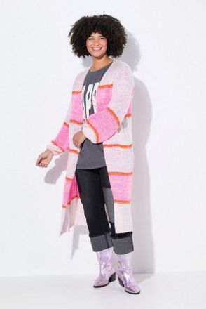 Angel Of Style Strickjacke Strickjacke lang Neonstreifen offene Form