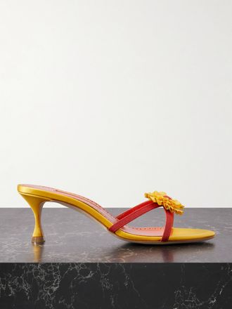 Manolo Blahnik Mules En Gros-grain À Appliqués Paliss 50 - Jaune