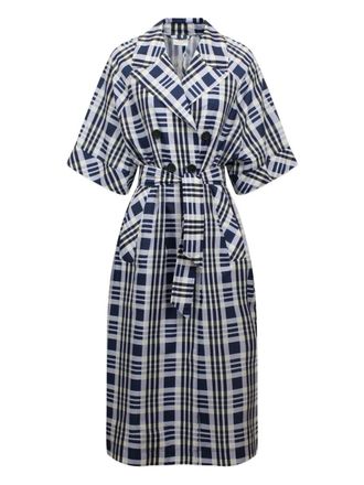 Baum Und Pferdgarten manteau croisé à carreaux - Bleu