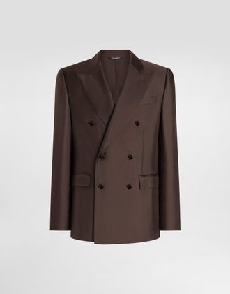 Dolce & Gabbana Sicilia Light Double-breasted Silk Twill Jacket - Mann Anz&uuml;ge Und Blazer Braun 44