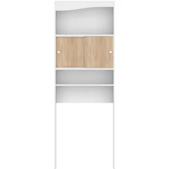 TemaHome Meuble Splash pour lave-linge/W.-C. - blanc/ch&ecirc;ne