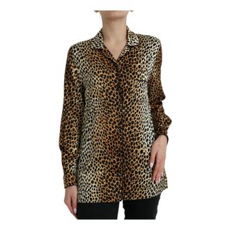 Dolce & Gabbana Femme, Blouses et Chemises, Multicolore, Taille: 36 FR Chemisier en soie &agrave; imprim&eacute; animalier