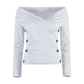 Philosophy di Lorenzo Serafini Off-Shoulder Gestreiftes Top - - Blouses & Shirts - Damen - Blau - M