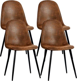 Furniture R Set mit 4 bequemen Esszimmerst&uuml;hlen aus gepolstertem Stoff, seitliche St&uuml;hle ohne Arme f&uuml;r Zuhause, K&uuml;che, Wohnzimmer, Schlafzimmer, Restaurant und Ca