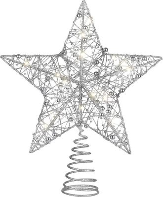 STOBOK 25 X 30Cm Weihnachtsbaum Topper Stern Glitter Puder Baumkronenlicht Weihnachtsfeierdekoration (Silber)