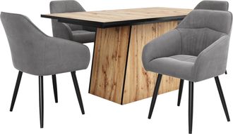 Generic Moderner K&uuml;chen-Esstisch aus Holz, Bistrotisch f&uuml;r 4-6 Personen, Nicht abnehmbar, in Braun 138,5x80x75 cm