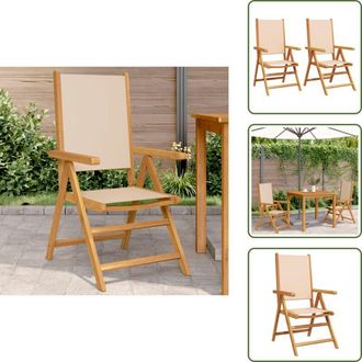 vidaXL The Living Store Gartenst&uuml;hle 2 Stk. Beige Massivholz Akazie & Stoff - Gartenst&uuml;hle - Holz Gartenm&ouml;bel - Akasienholzm&ouml;bel - Beige M&ouml;bel - Gartenlounge