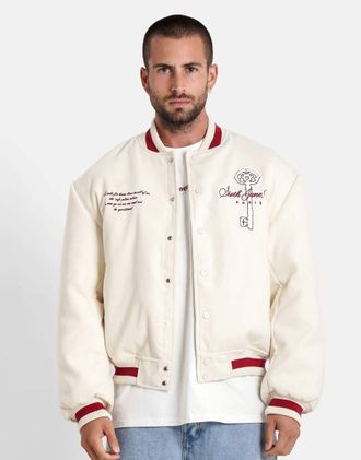 Sixth June Key - Bedruckte College-Jacke in Wei&szlig;