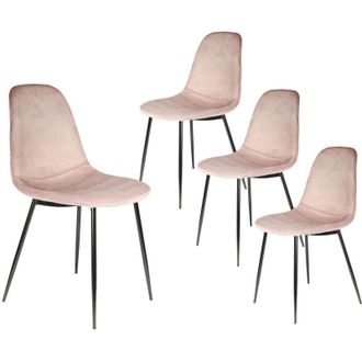 Altobuy Altobuy - alessia - Lot de 4 Chaises Velours C&ocirc;tel&eacute; Roses