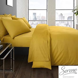 Serene Plain Dye Collection pflegeleichtes Bettbezug-Set, Ocker, Doppelbett