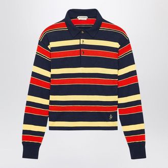 J.W.Anderson Navy striped cotton-blend polo shirt