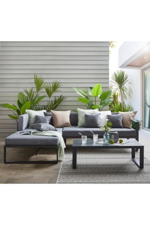 ambia GARDEN Loungegarnitur, Anthrazit, Grau, Metall, Textil, F&uuml;llung: Schaumstoff,Komfortschaum,Komfortschaum, Ottomane links, L-Form, 248x180 cm, rostfrei, wette