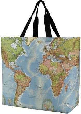Generic Carte Du Monde Sac A Main Femme Imperm&eacute;able Sacs De Courses D&eacute;contract&eacute; Sac Fourre-Tout Pour Quotidienne Travail Plage