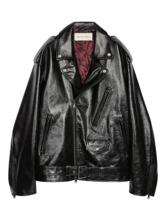 Dries Van Noten Bikerjacke mit Gürtel - Schwarz
