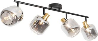 QAZQA Zuzanna - Spot plafond, plafonnier - 4 lumière - l 102 cm - Noir et Or - Moderne - éclairage intérieur - Salon i Chambre i Cuisine i Salle à manger