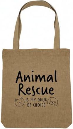 Fabulous Sac Shopping Tote Bag Aspect Lin - Animal Rescue Is my Drug of choice Cat Dog - Sac de Courses Toile Epaisse 360g Beige Naturel Cabas Port&eacute; Epaule Sol