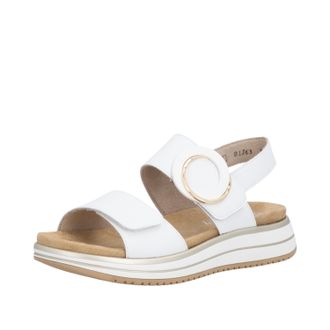 Remonte Plateausandale REMONTE, Damen, Gr. 38, wei&szlig;, Leder, unifarben, Schuhe, Sommerschuh, Sandalette mit Softfu&szlig;bett und zwei Klettverschl&uuml;ssen