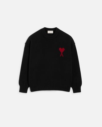 Ami Ami Paris - Pull noir en laine Ami de Coeur Noir - Taille : XXL - Unisex