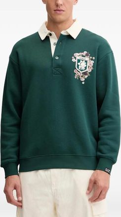 Emporio Armani polo fleuri à coudières - Vert