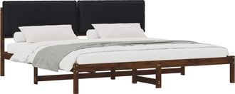 vidaXL Letto Con Testiera Rivestita Marrone Scuro E Nero 180 X 200 Cm Vidaxl