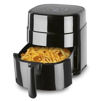 Gourmetmaxx Friteuse &agrave; air chaud 4,5 l 1400 W avec &eacute;cran num&eacute;rique couleur, minuterie, arr&ecirc;t automatique et protection contre la surchauffe, accessoires lavables 